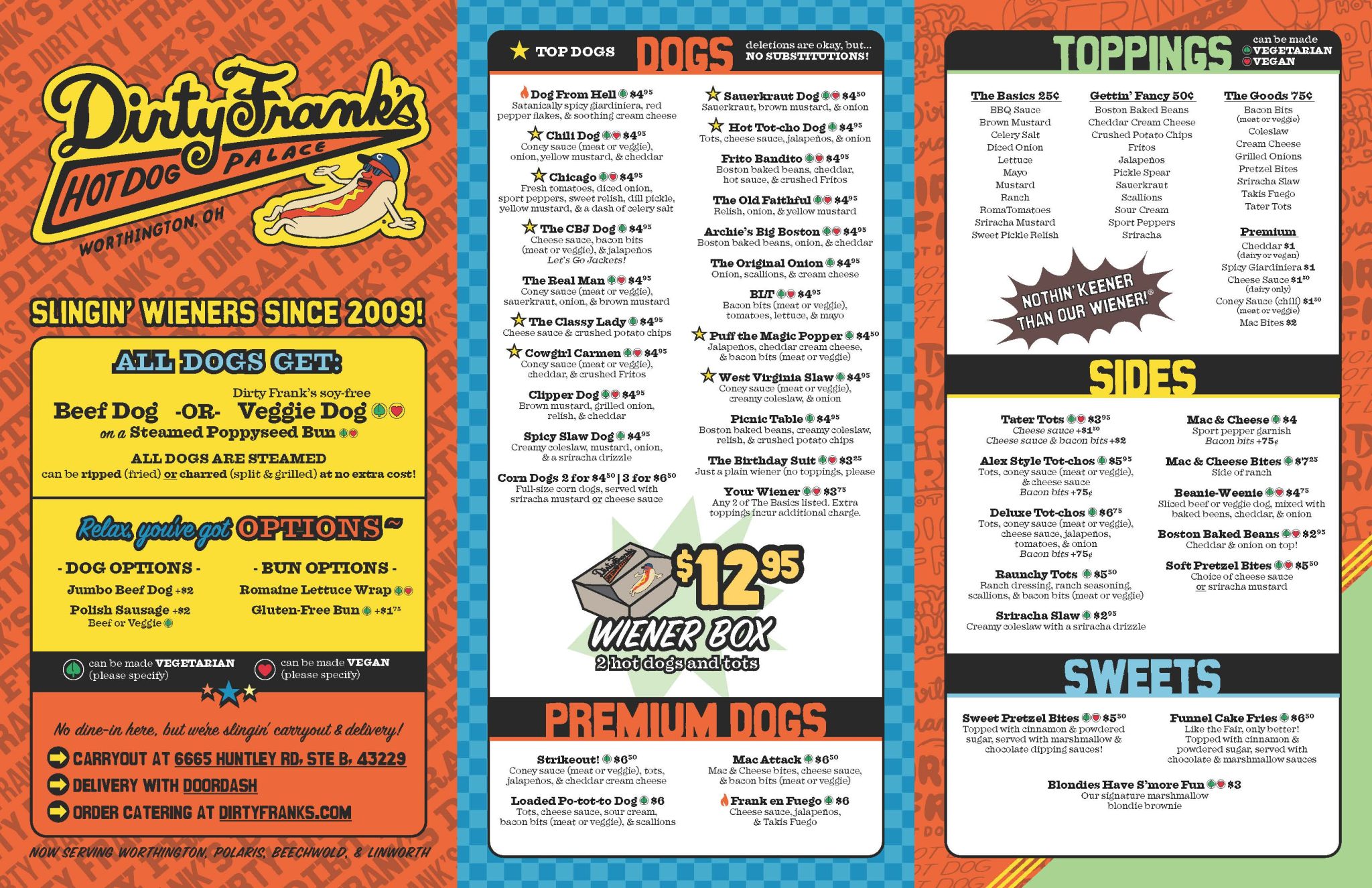Worthington Menu | Dirty Frank's Hot Dog Palace